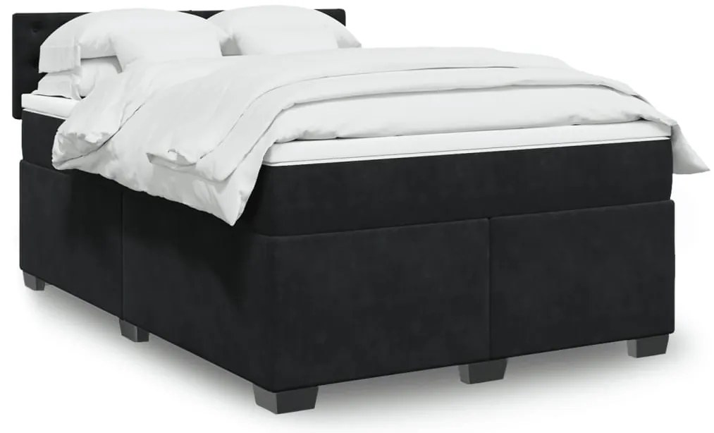 Box spring postel s matrací černá 140 x 190 cm samet 3288620