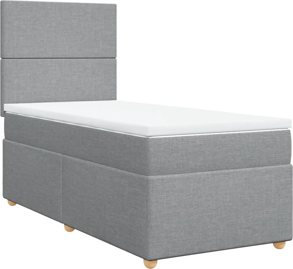 Box spring postel s matrací světle šedý 100 x 200 cm textil 3291184