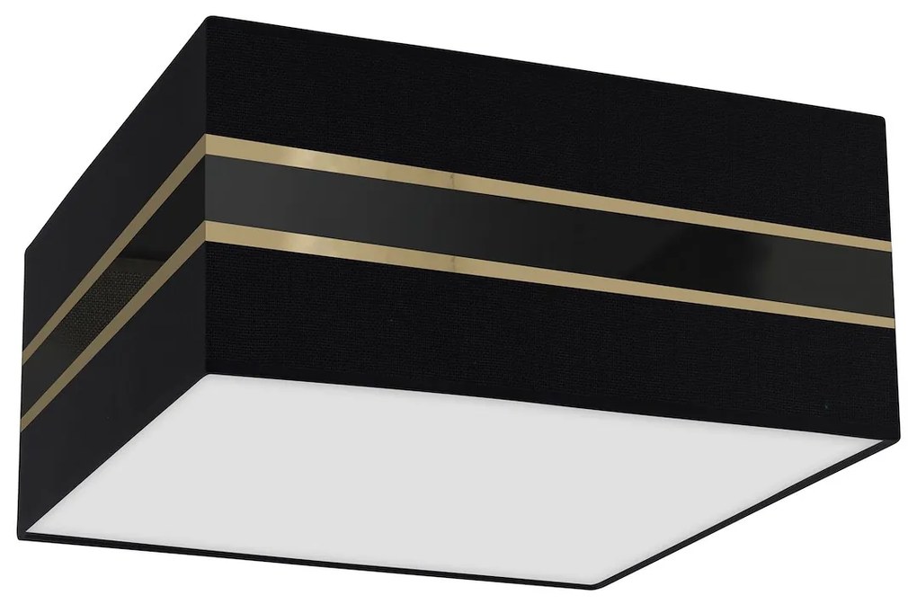 Stropní svítidlo Ultimo Square, 1x černé/zlaté textilní stínítko, (bílé plexisklo), (40 cm)