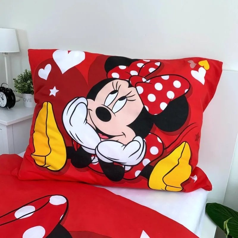 JERRY FABRICS Povlečení Minnie Red heart Bavlna, 140/200, 70/90 cm