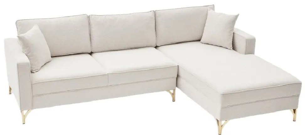 Hanah Home Rohová pohovka BERLIN krémová se zlatou pravá 258 cm