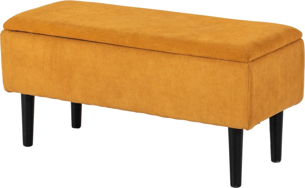 HOMCOM úložná lavička 47L s polyesterovým potahem do ložnice a předsíně, 95x38x45cm, Oranžová