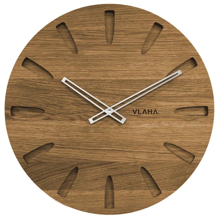 Velké dubové hodiny VLAHA GRAND vyrobené v Čechách se stříbrnými ručkami
