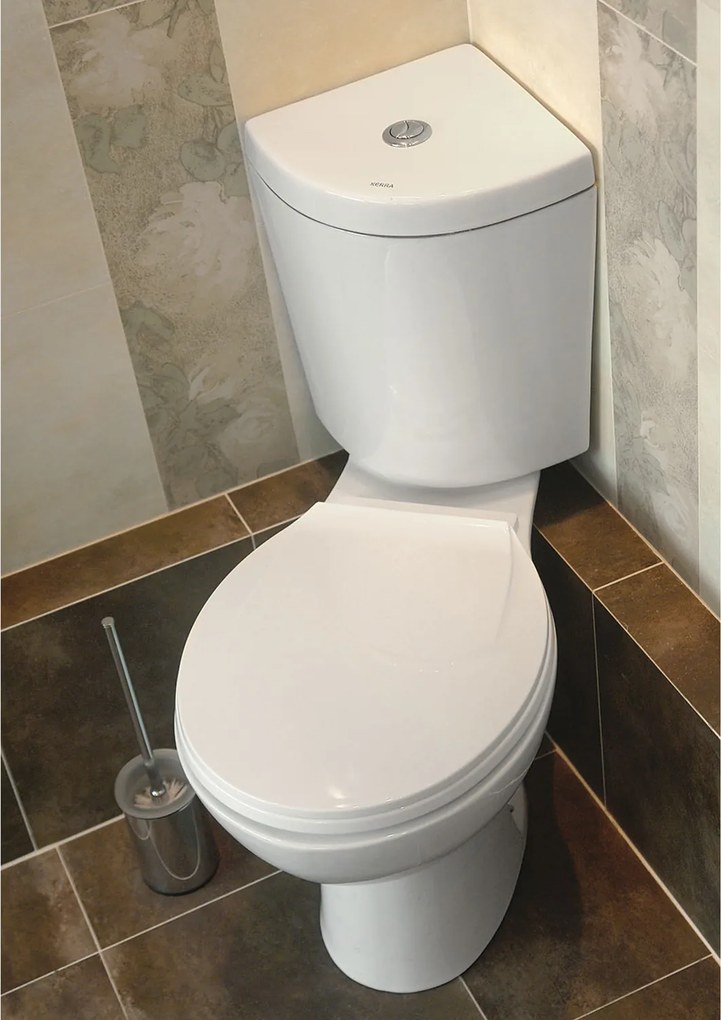 Novoterm Rohové WC kombi NV-Corner KR 61 ZO se zadním odpadem a SoftClose sedátkem