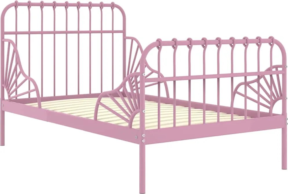 Prodloužitelný rám postele růžový kov 80 x 130/200 cm 324743