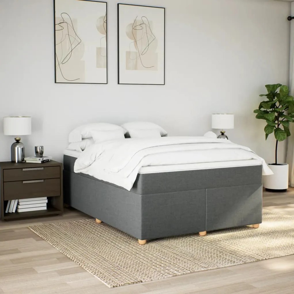 Box spring postel s matrací tmavě šedá 160x200 cm textil 3285388