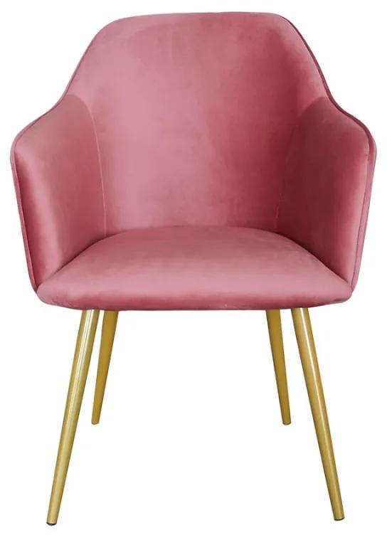 Růžová jídelní židle se zlatými nohami Twan – 58x56x83 cm