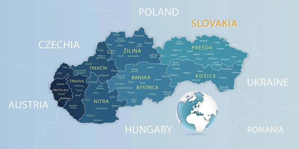 Obraz elegantní mapa Slovenska v modrém - 120x60