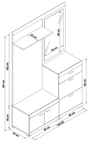 Předsíňový set Stella (dub riviera)