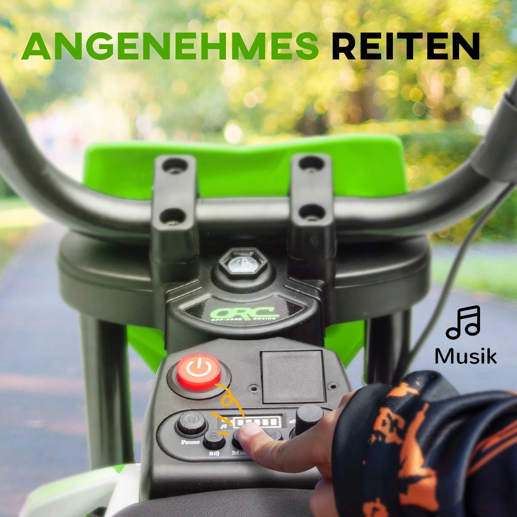 AIYAPLAY dětská elektrická motorka max. 30 kg, zelená
