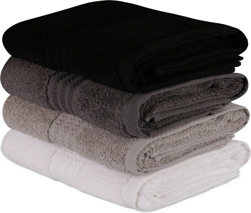 XXXLutz SADA RUČNÍKŮ, 50/90 cm, tmavě šedá, bílá, černá, šedá - Ručníky - 003808011109
