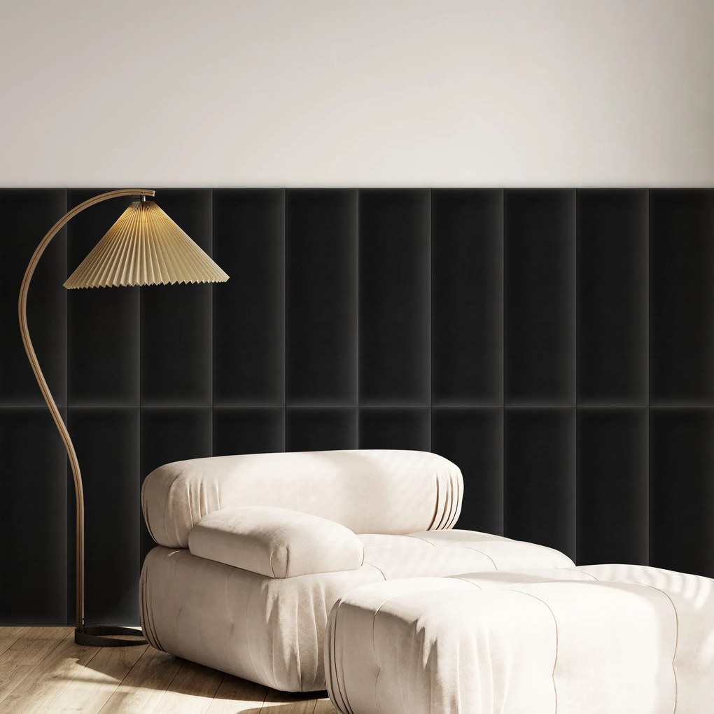 Sametový čalouněný panel - Obdélník - 90x30cm Farba: Černá