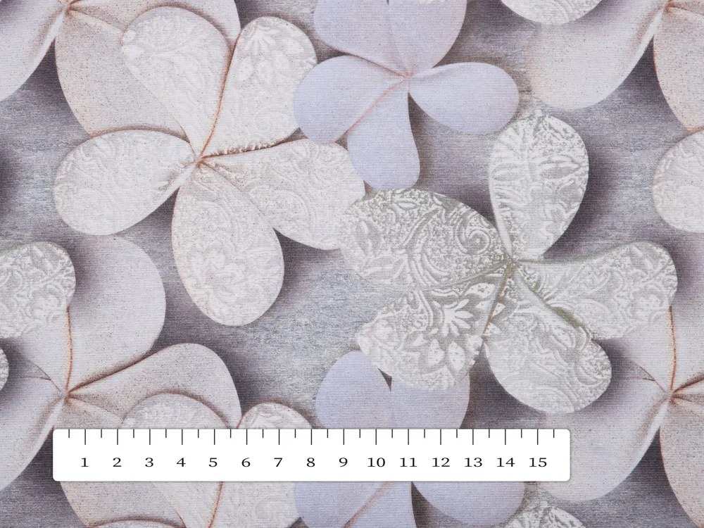 Biante Dekorační běhoun na stůl PML-032 Designové květy na šedém 20x140 cm