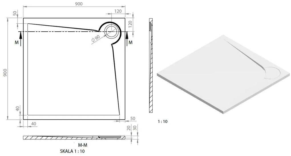 Vayer Boomerang čtvercová sprchová vanička, litý mramor Rozměr vaničky: 100x100cm