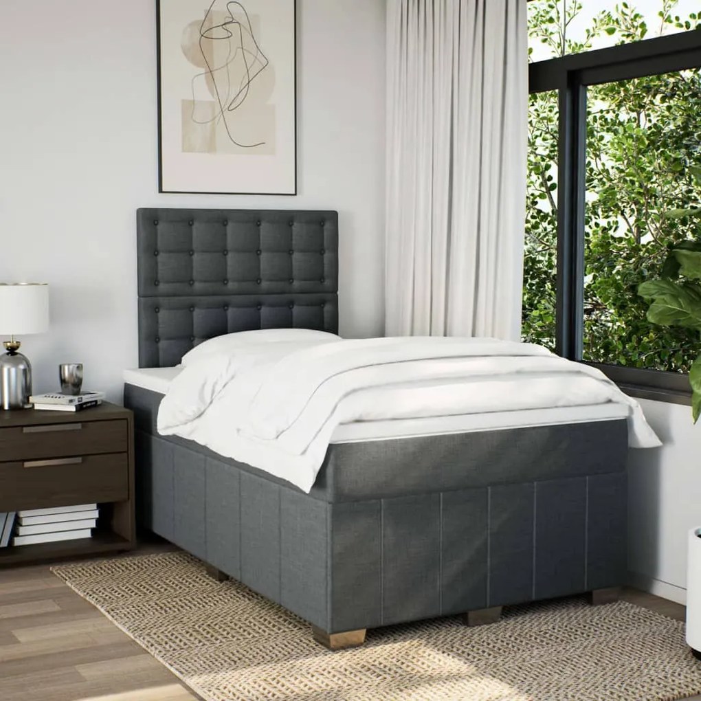Box spring postel s matrací tmavě šedá 120x200 cm textil 3293950