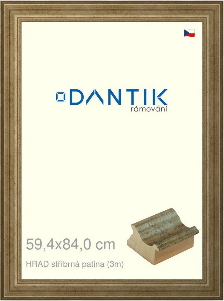 DANTIK rámeček 59,4x84 | HRAD stříbrná patina (Plexi Čiré)
