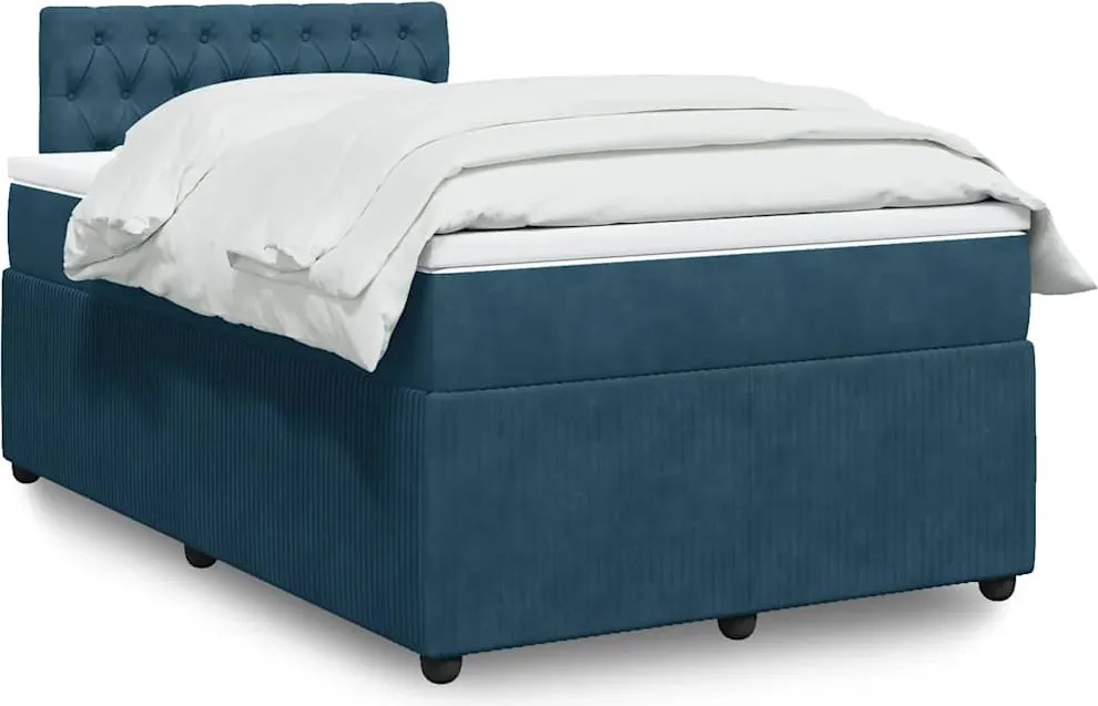 Box spring postel s matrací modrá 120 x 190 cm samet 3289996