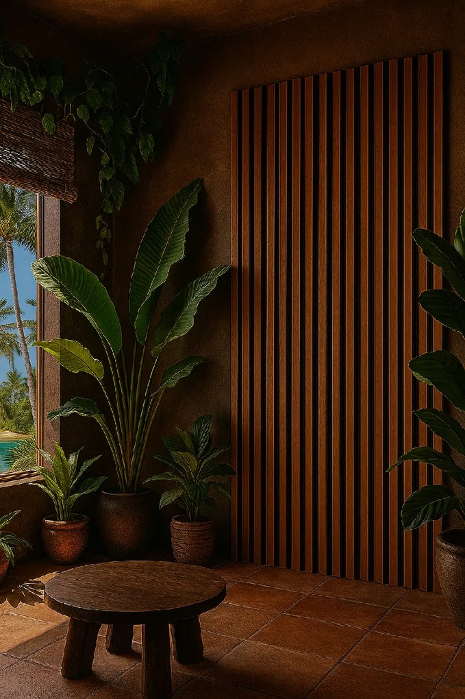 3D Dřevěné lamely na zeď na filci 255x46cm - Ořech TOSKÁNSKÝ