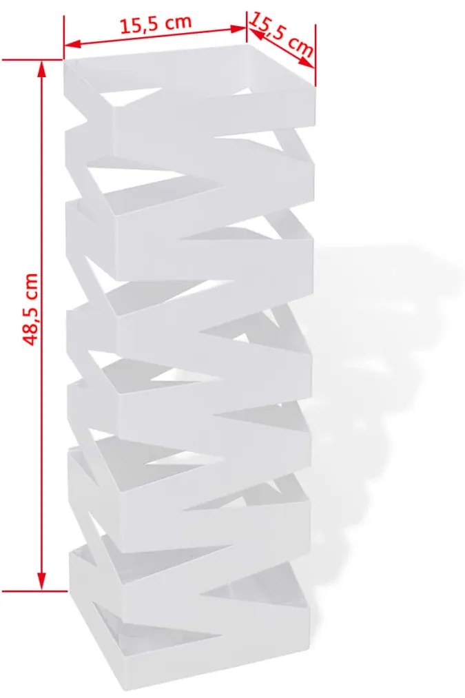 Bílý hranatý stojan na deštníky a vycházkové hole, ocelový, 48,5 cm - Default Title