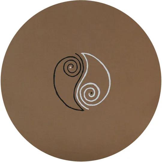 S radostí - vlastní výroba Meditační polštář malovaný jin - jang béžový Velikost: ∅30 x v12 cm