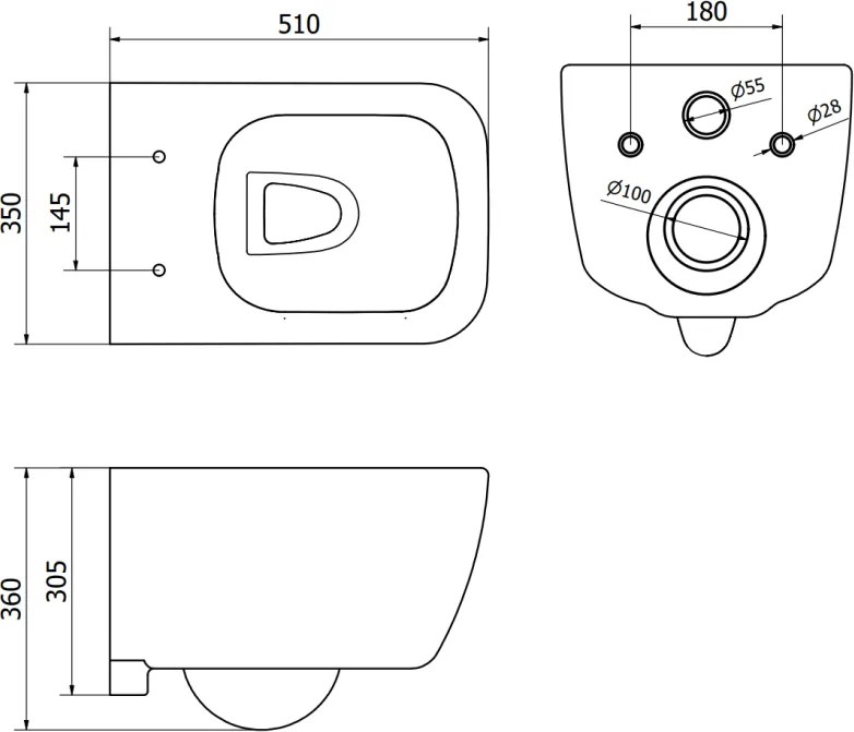 Mexen STELLA, závěsné wc s pomalu padajícím WC sedátkem, 51 x 35 cm, bílá, 30680800