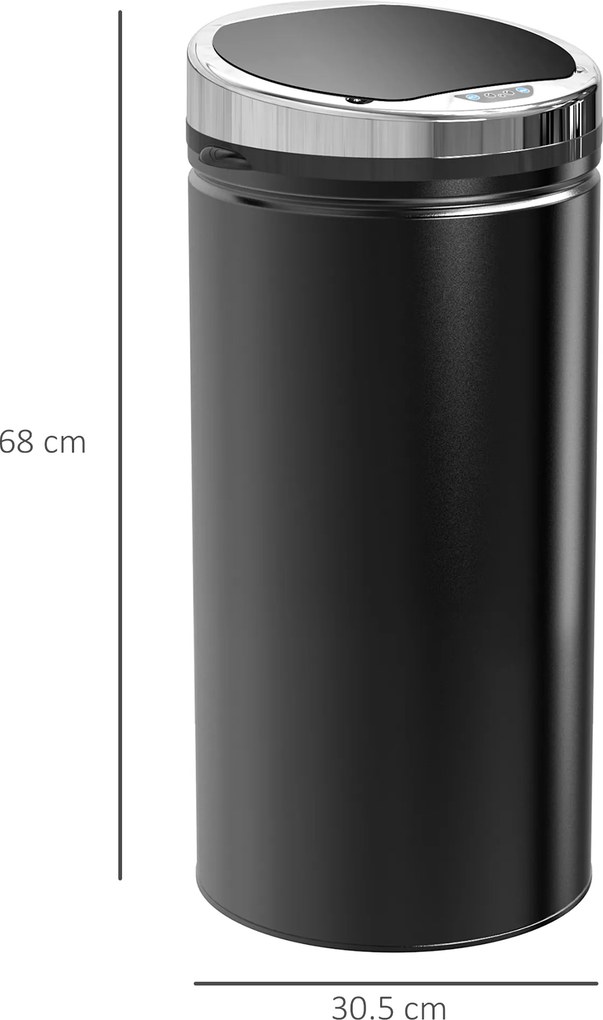 HOMCOM Odpadkový koš se senzorem 42 L, automatický odpadkový koš, nerezový kuchyňský kbelík s infračerveným senzorem, do kuchyně, jídelny