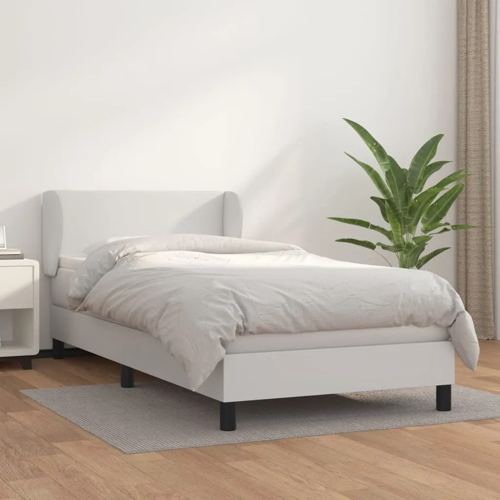 vidaXL Box spring postel s matrací 100x200 cm umělá kůže [3127177] Barva: Šedá