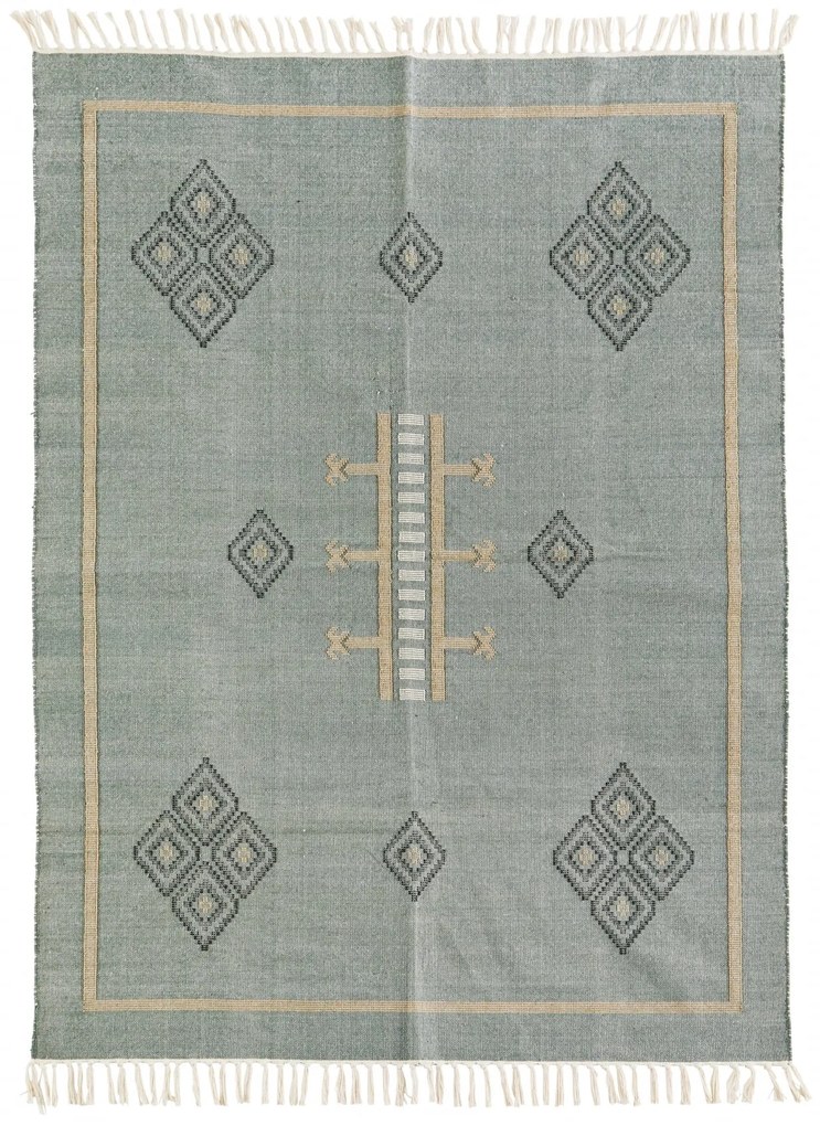 MADAM STOLTZ Bavlněný koberec Jade/ Indian Tan 120×180 cm, zelená barva, žlutá barva, šedá barva, textil