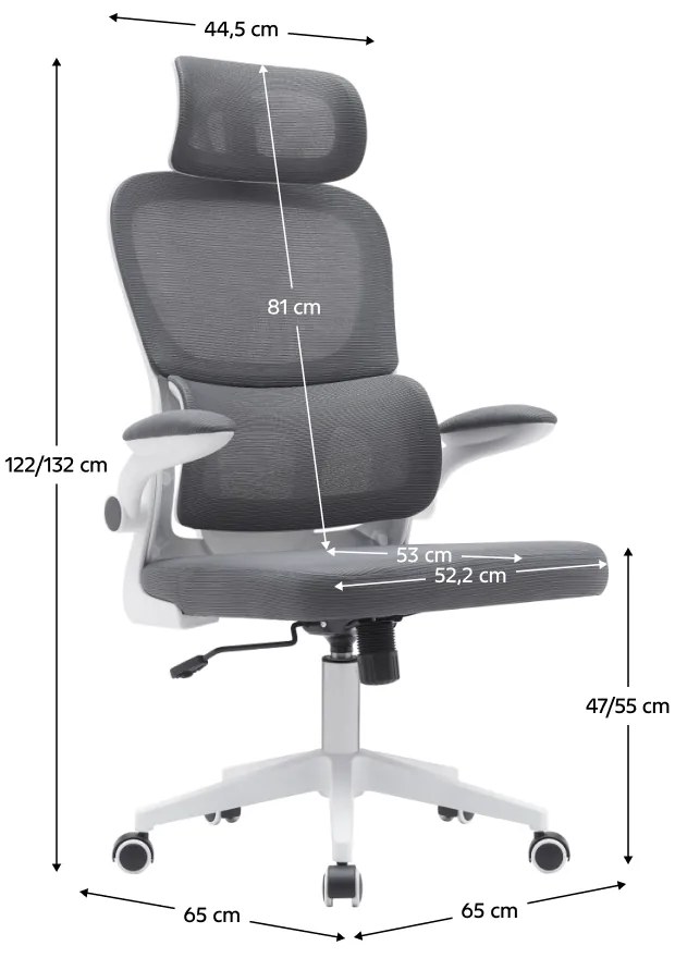 Ergonomická kancelářská židle KAIRO - šedá síťovina