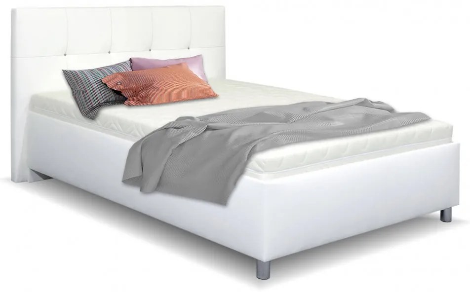 Čalouněná postel s úložným prostorem Crissy, 140x200, bílá