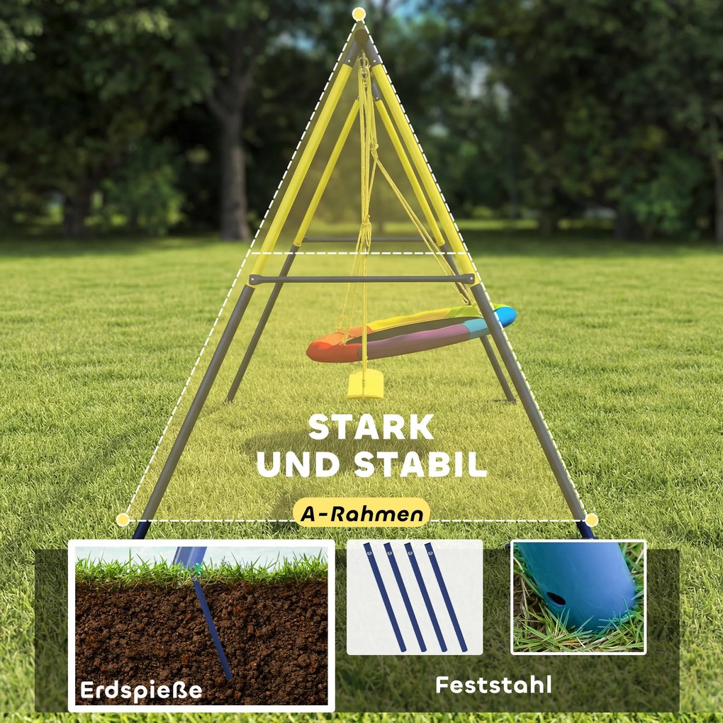Dvojitá houpačka s rámem Houpací souprava s hnízdem Houpací pás s nastavitelným lanem pro 3-8 let Vícebarevné provedení