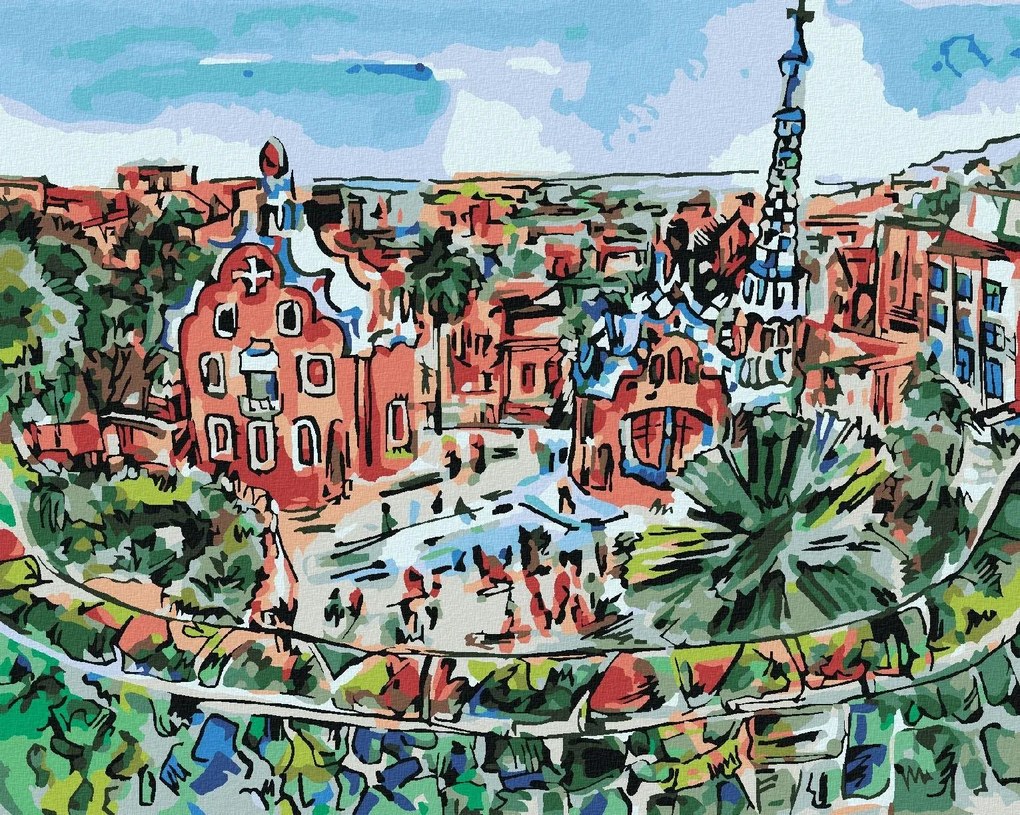 zuty zuty - malování podle čísel - barevná barcelona, 40x50 cm, plátno+rám
