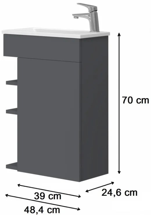 Lavedo Amadeo Antracit 50 koupelnová skříňka s umyvadlem