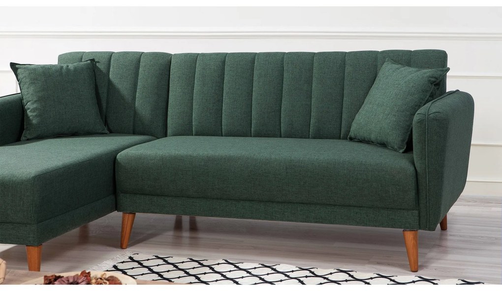 Atelier del sofa Rozkládací rohová pohovka AQUA tmavě zelená levý roh 867UNQ1405
