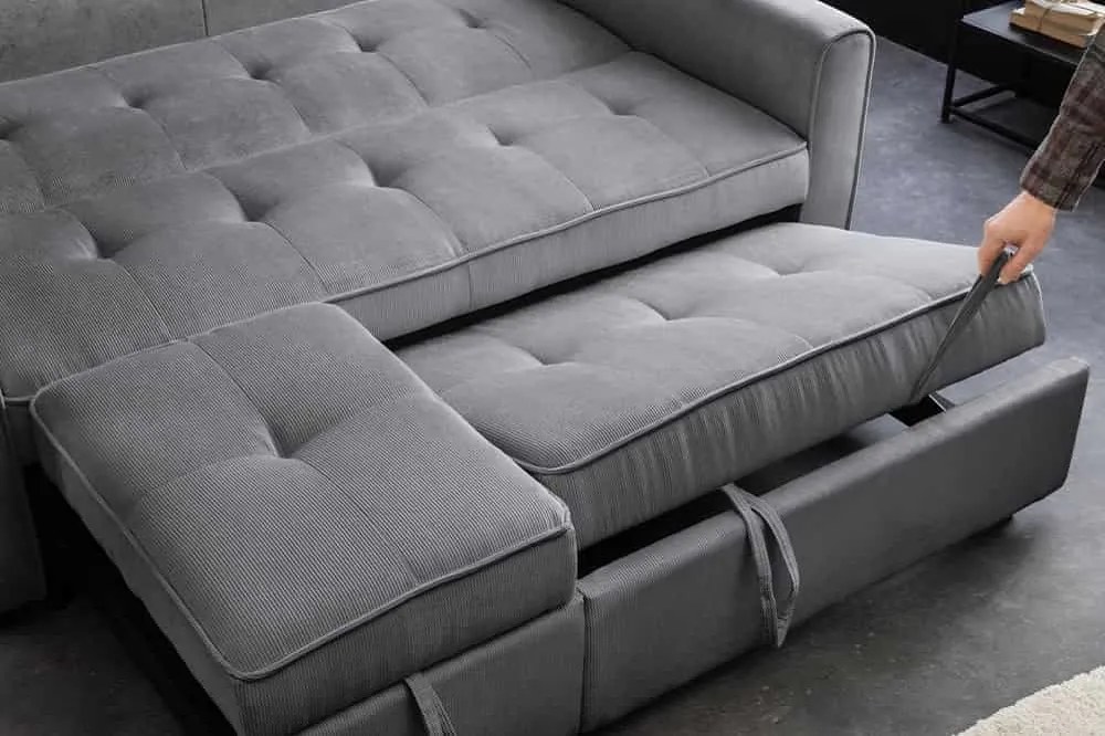 Designová rozkládací sedačka Zaragoza 180 cm šedý manšestr