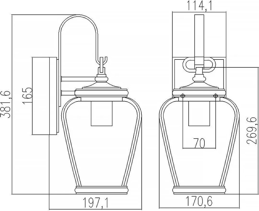 Venkovní světlo na fasádu Elstead PROVINCE IP44 černá barva 1xE27