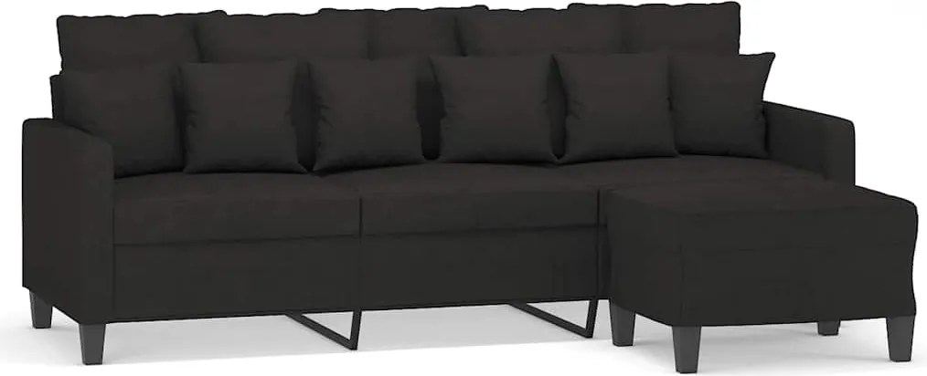 3místná pohovka s podnožkou černá 180 cm textil 3201093