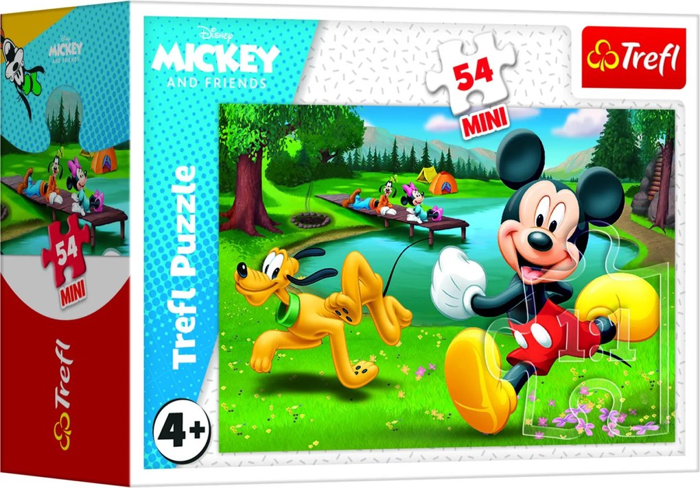 Trefl Minipuzzle 54 dílků Mickey Mouse Disney/ Den s přáteli 4 druhy v krabičce 9x6,5x4cm 40ks v boxu