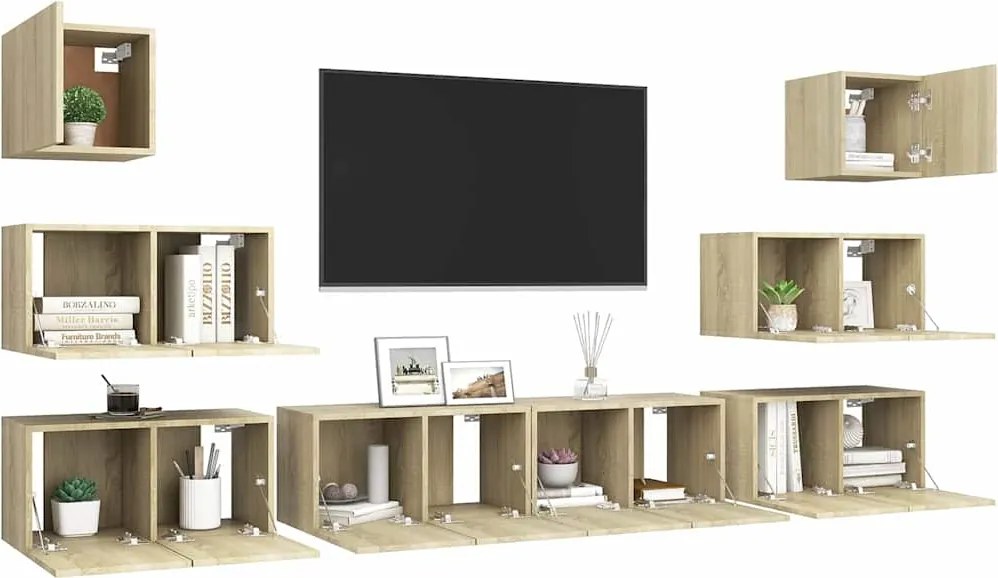 8dílný set TV skříněk dub sonoma kompozitní dřevo 3079029