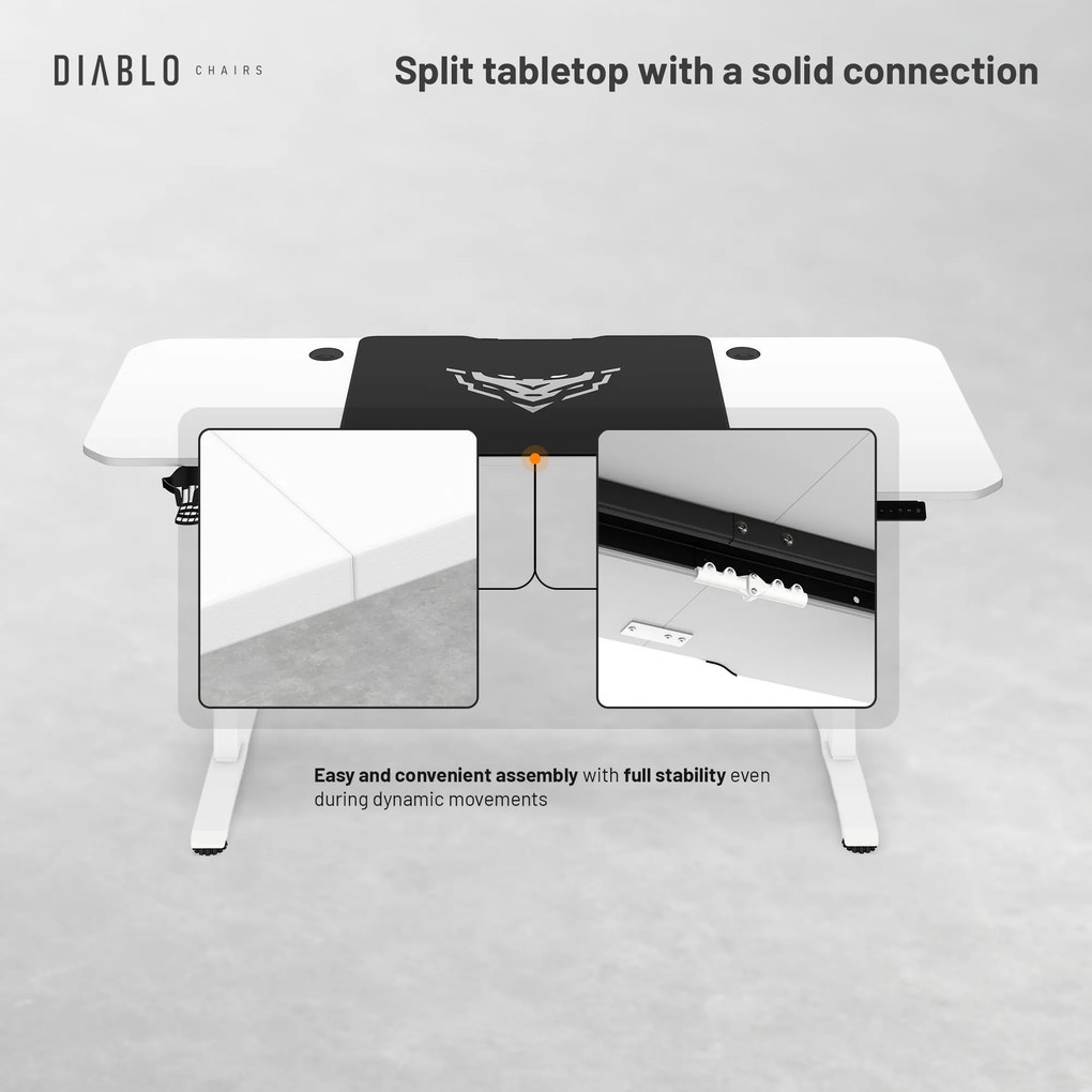Výškově nastavitelný stůl 160 cm bílý: Diablo X-Tensio 1600