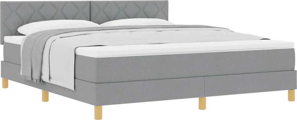 Postel s boxspringem s čelo Světle šedá 180 x 200 cm textil 3339014
