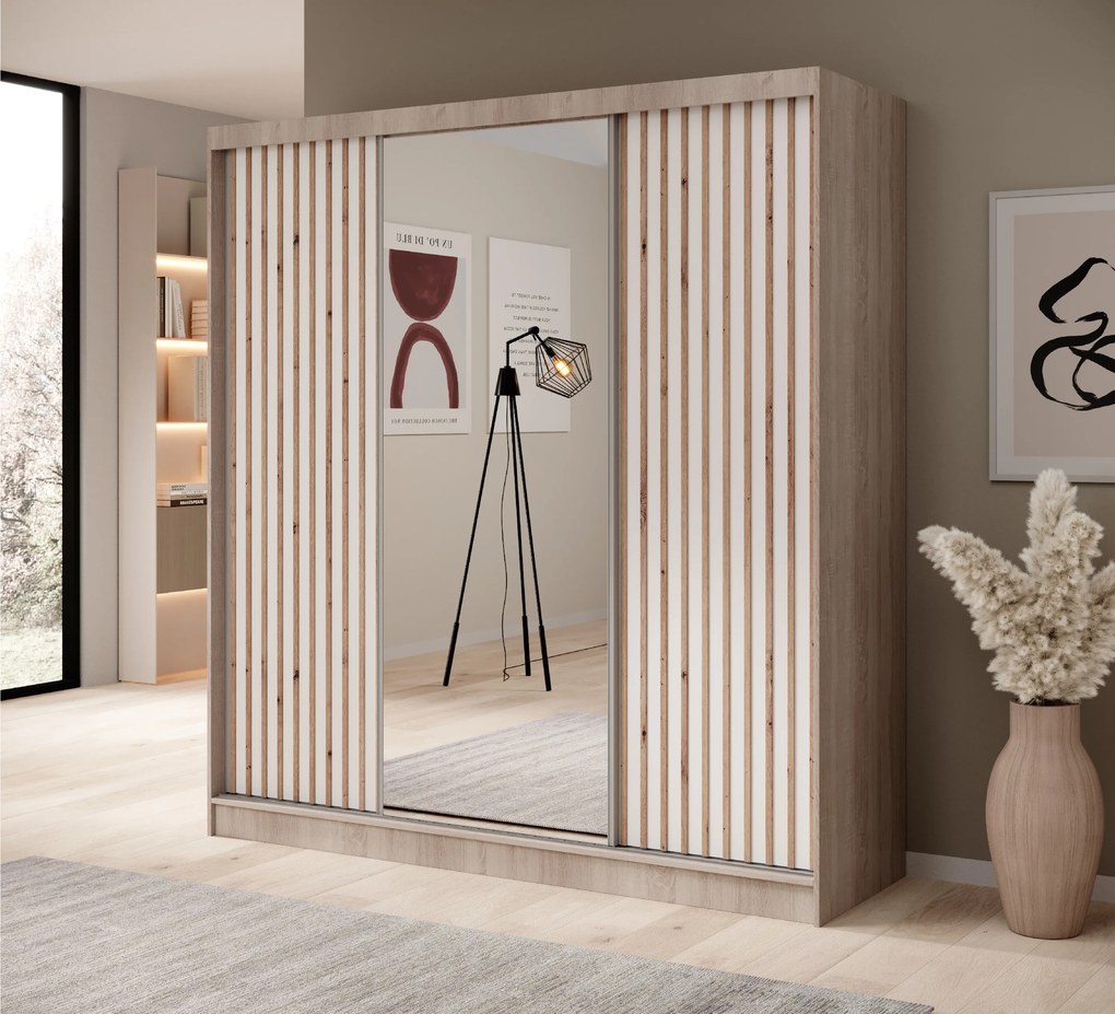 ADRK Furniture Šatní skříň s zrcadlem Ida 200 ADRK-SW-IDA-SW-200