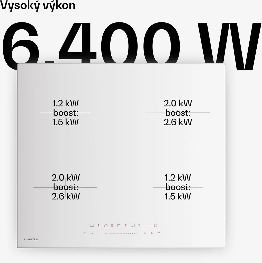 Klarstein Indukční varná deska Velaire, elegantní, minimalistická, výkonná, 4 varné zóny, 7.000 W, 60 cm
