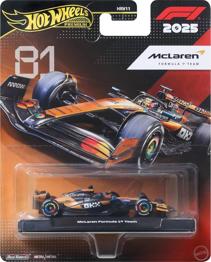 Hot wheels premium formula1 2025 hrv11, mclaren formula 1 team (#81)