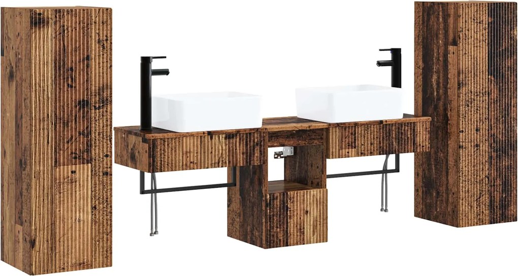 Sada koupelnového nábytku 5 ks Staré dřevo 33 x 34,5 x 100 cm 3405981