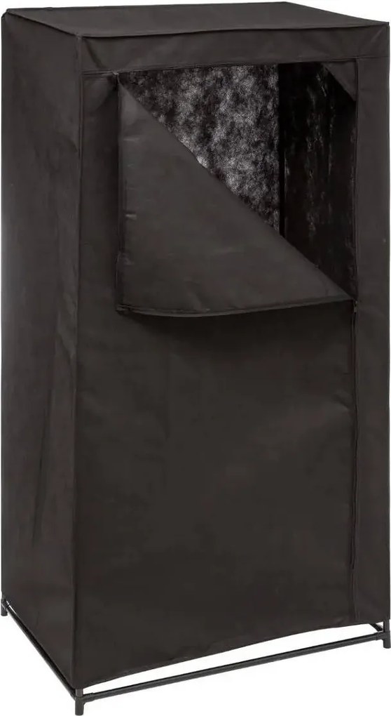 Textilní šatní skříň na oděvy, 68x45x148 cm, černá