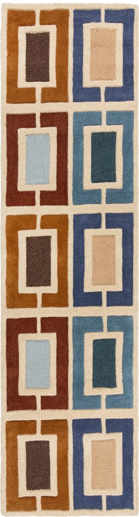 Flair Rugs, Ručně všívaný běhoun Illusion Retro Blocks Blue/Multi, 60x230, vícebarevná, ložnice