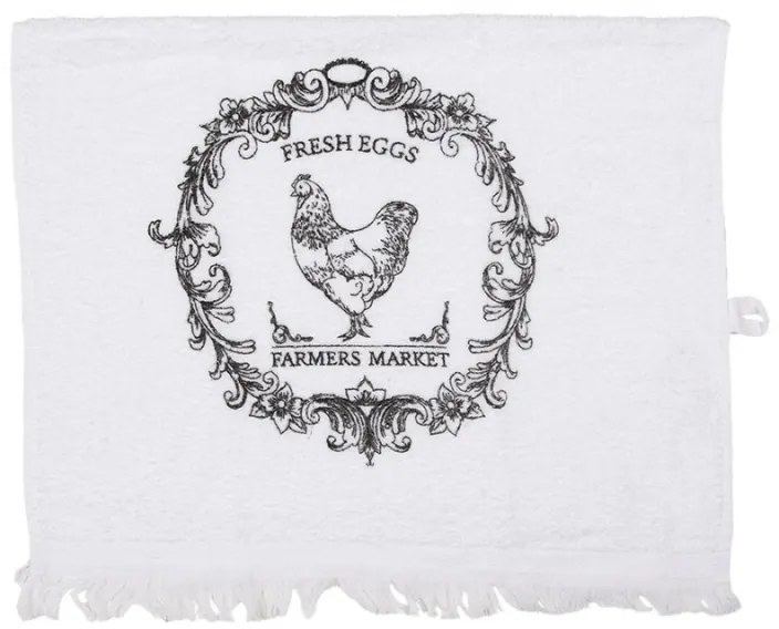 Bílý froté ručník se slepičkami Rustic Farm Living – 40x66 cm