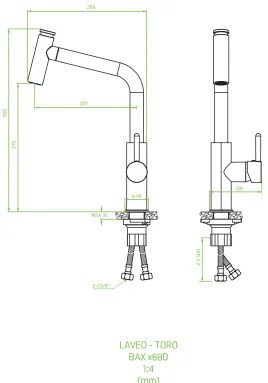 Laveo Toro, kuchyňská baterie stojící h-390, chromová, LAV-BAX_069D