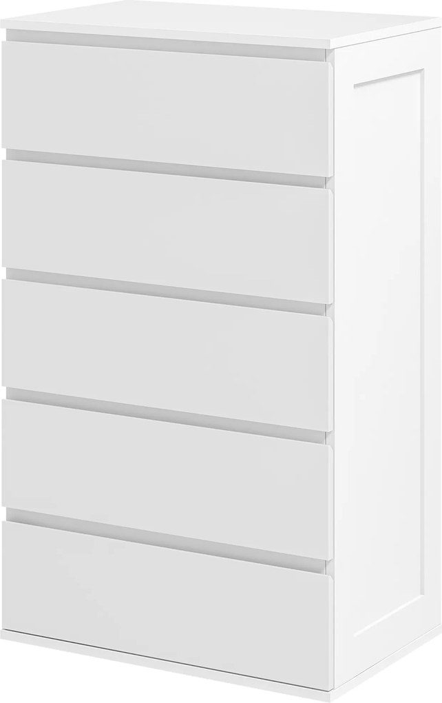 HOMCOM Komoda s 5 šuplíky - Moderní Stylový Úložný Prvek s Hladkým Uzavíracím Mechanismem pro Ložnici, Obývací Pokoj - 60 x 38 x 100 cm, Bílá